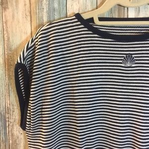Tops | Nautical Shell Navy And White Striped Boxy Top | Poshmark